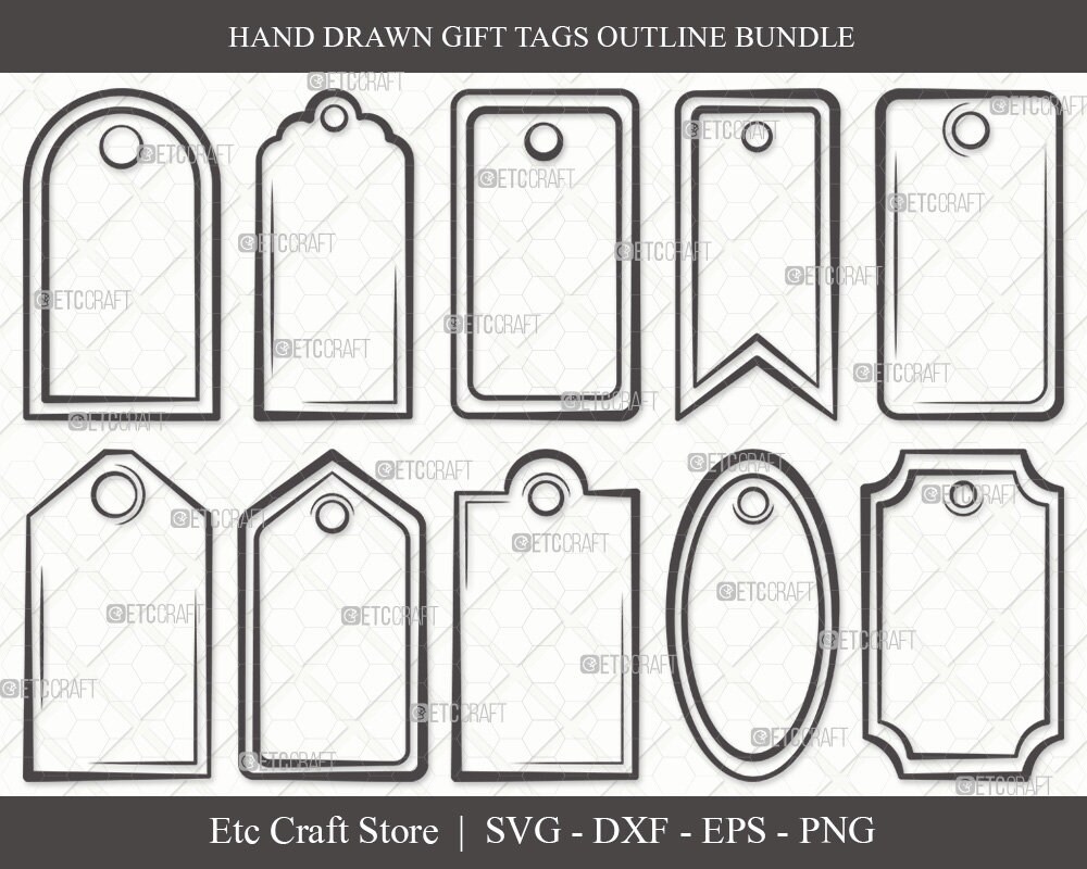 Gift Tags Outline SVG Cut File Tags Svg Label Tag Svg - Etsy UK