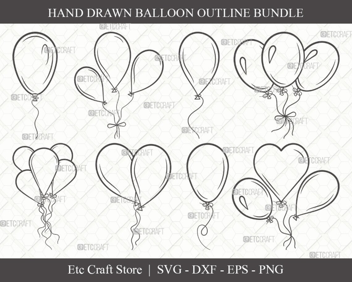 Balloon Outline SVG Cut File Balloon Svg Balloon String - Etsy Canada