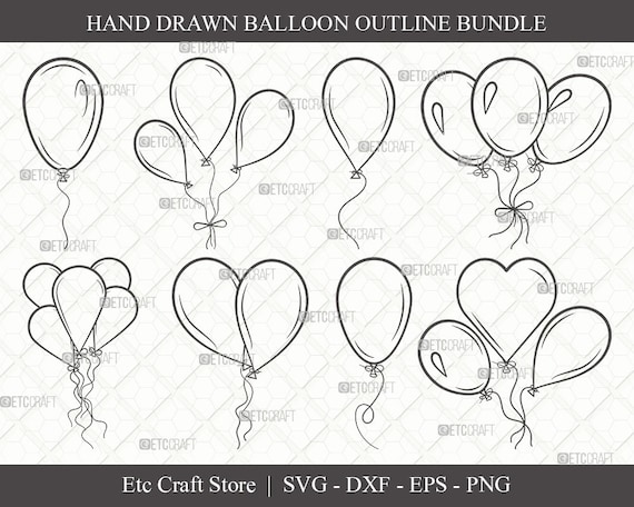 Balloon Outline SVG Cut File Balloon Svg Balloon String - Etsy Canada