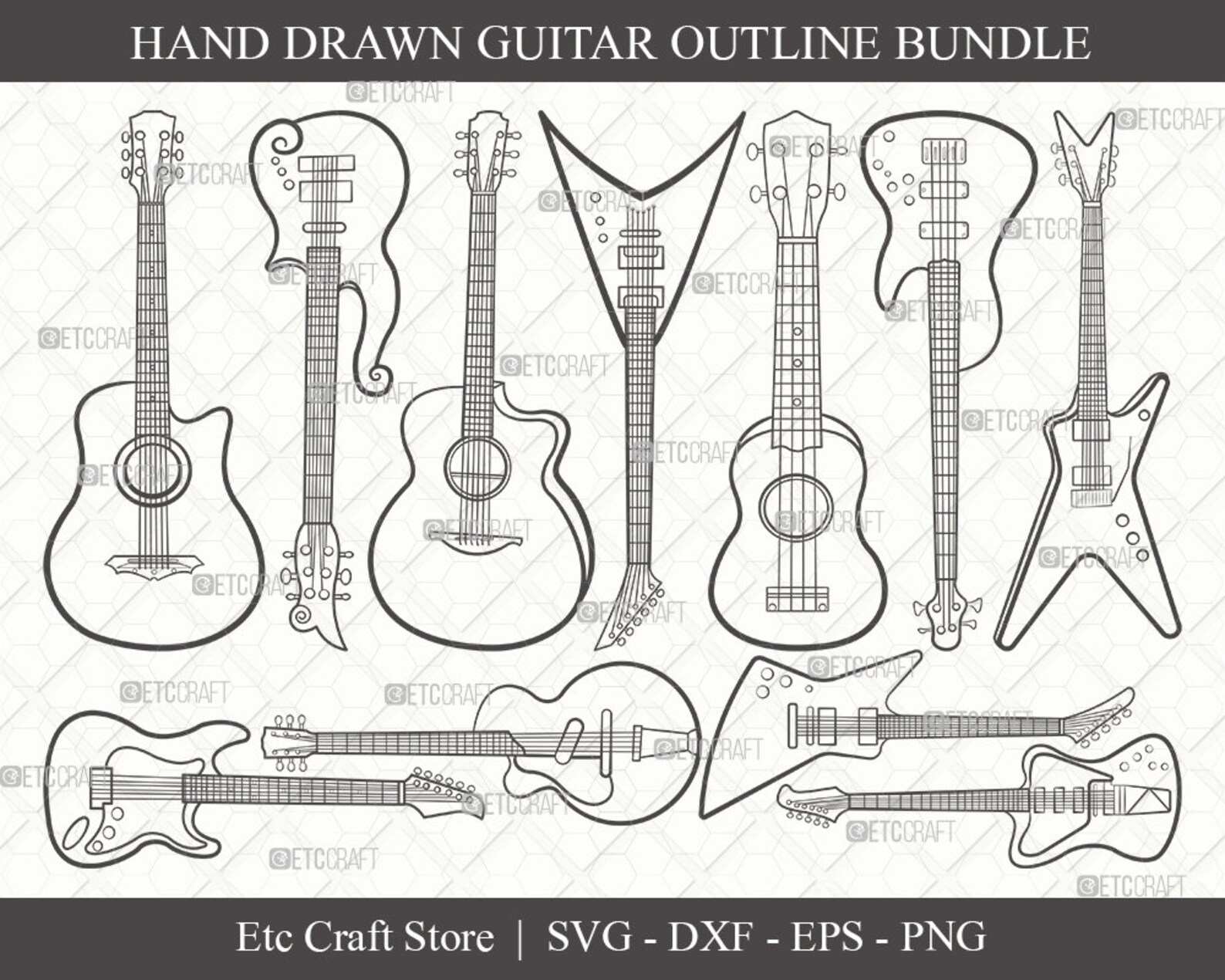 Guitar Outline SVG Cut File Electric Guitar Svg Guitar Svg | Etsy
