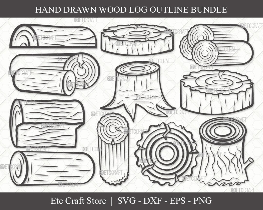 Wood Log Outline SVG Cut File | Wood Svg | Tree Log Svg | Tree Rings ...