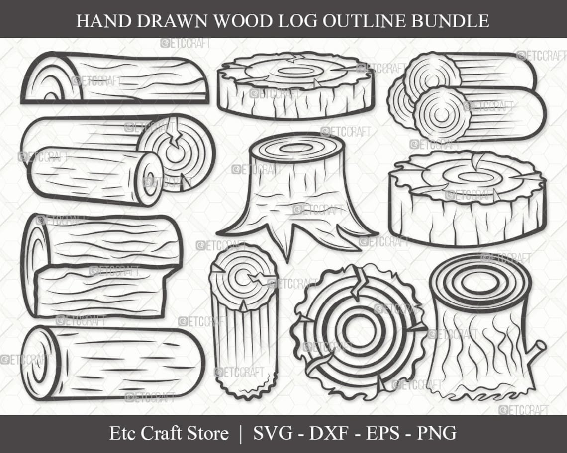Wood Log Outline SVG Cut File | Wood Svg | Tree Log Svg | Tree Rings ...