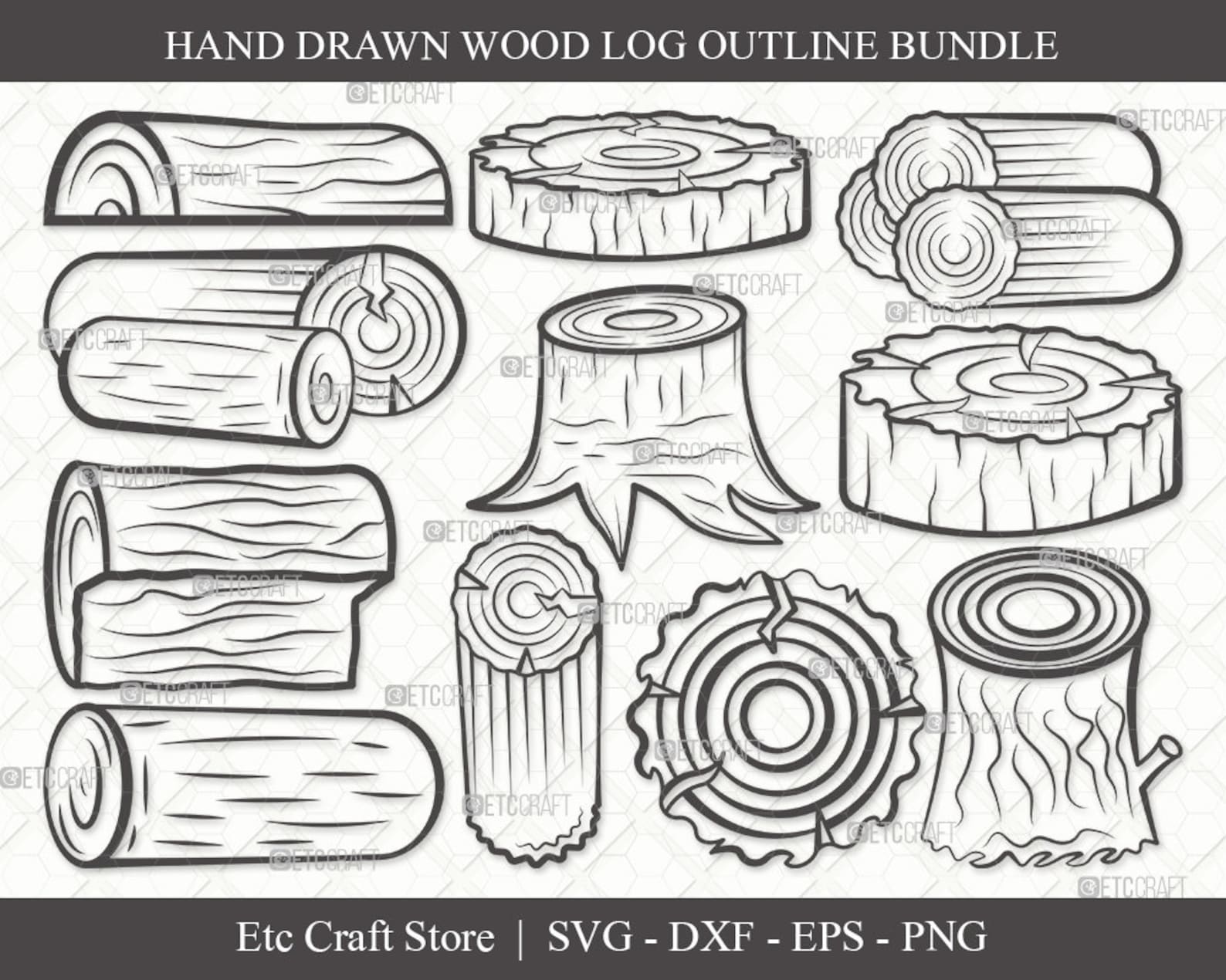 Wood Log Outline SVG Cut File | Wood Svg | Tree Log Svg | Tree Rings ...