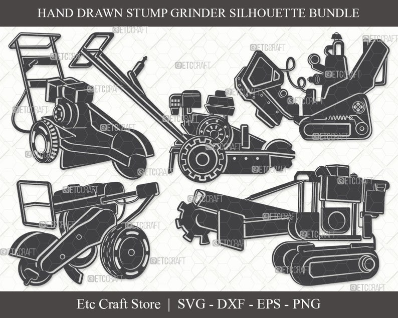 Stump Grinder SVG, Machine Silhouette, Stump Cutter Svg, Tree Cutter ...