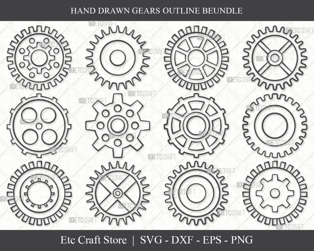 Gears SVG, Gears Outline, Metal Gears Svg, Machine Gear Svg, Cogs and ...