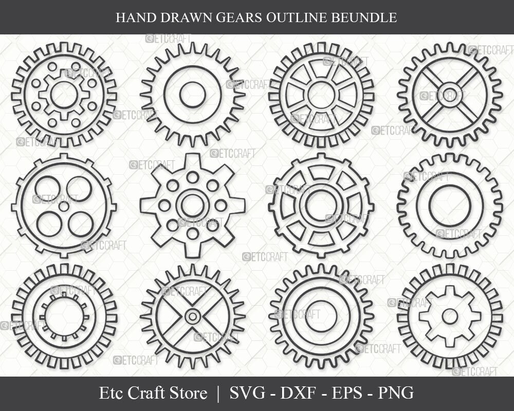 Gears SVG Gears Outline Metal Gears Svg Machine Gear Svg - Etsy Canada