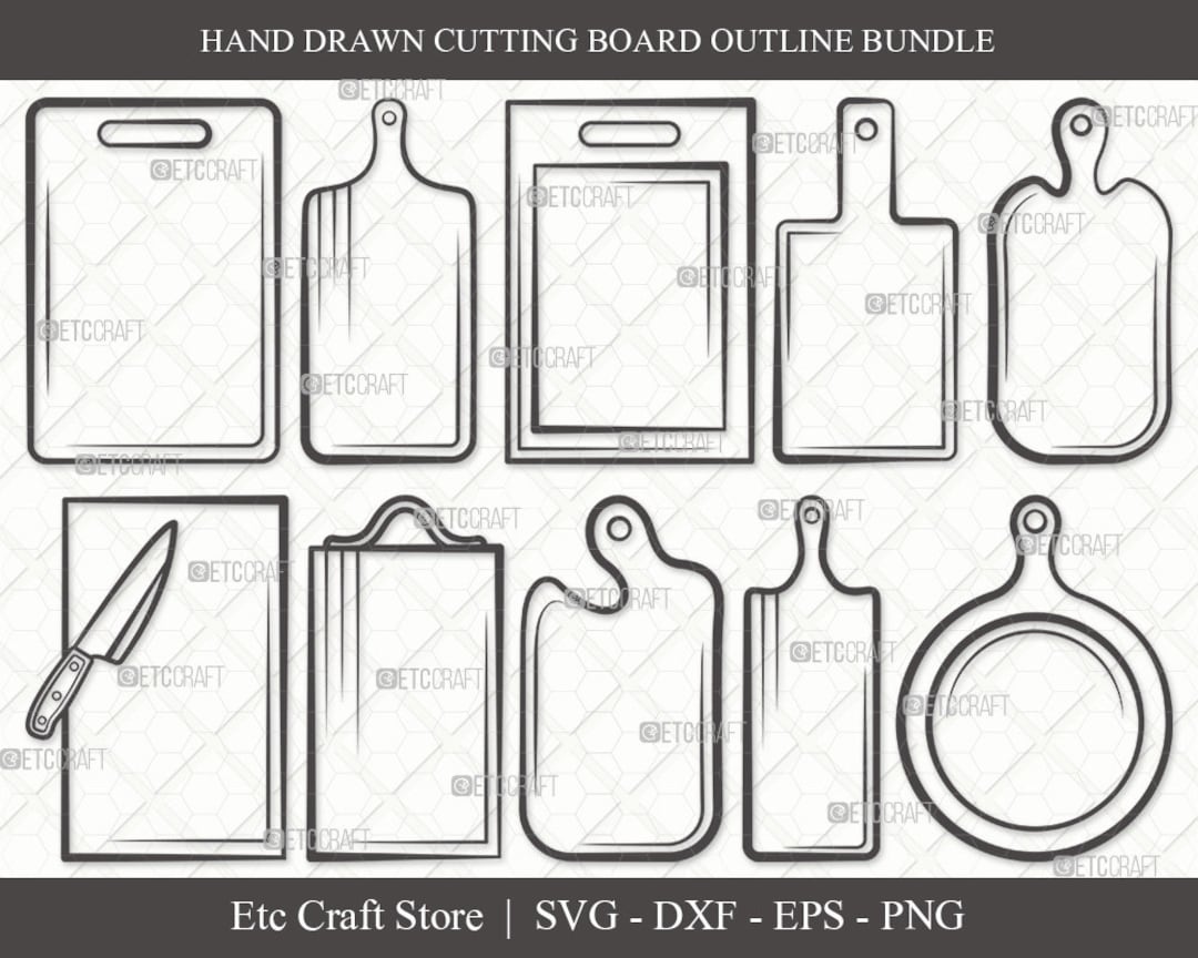 Cutting Board Outline SVG Cut File | Kitchen Board Svg | Cutting Boards ...