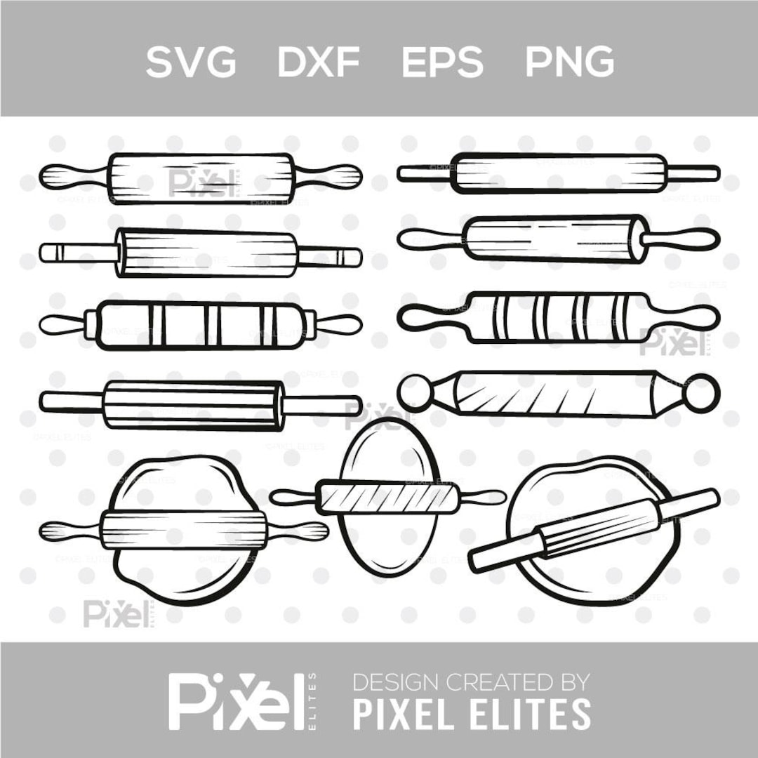 Rolling Pin Outline SVG Cut File | Kitchen Crafts & Baking Items Design ...