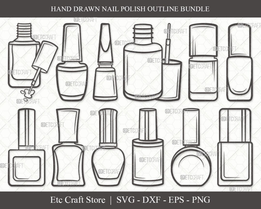 Nail Polish Outline SVG Nail Polish Bottle Svg Manicure Svg Makeup Svg ...
