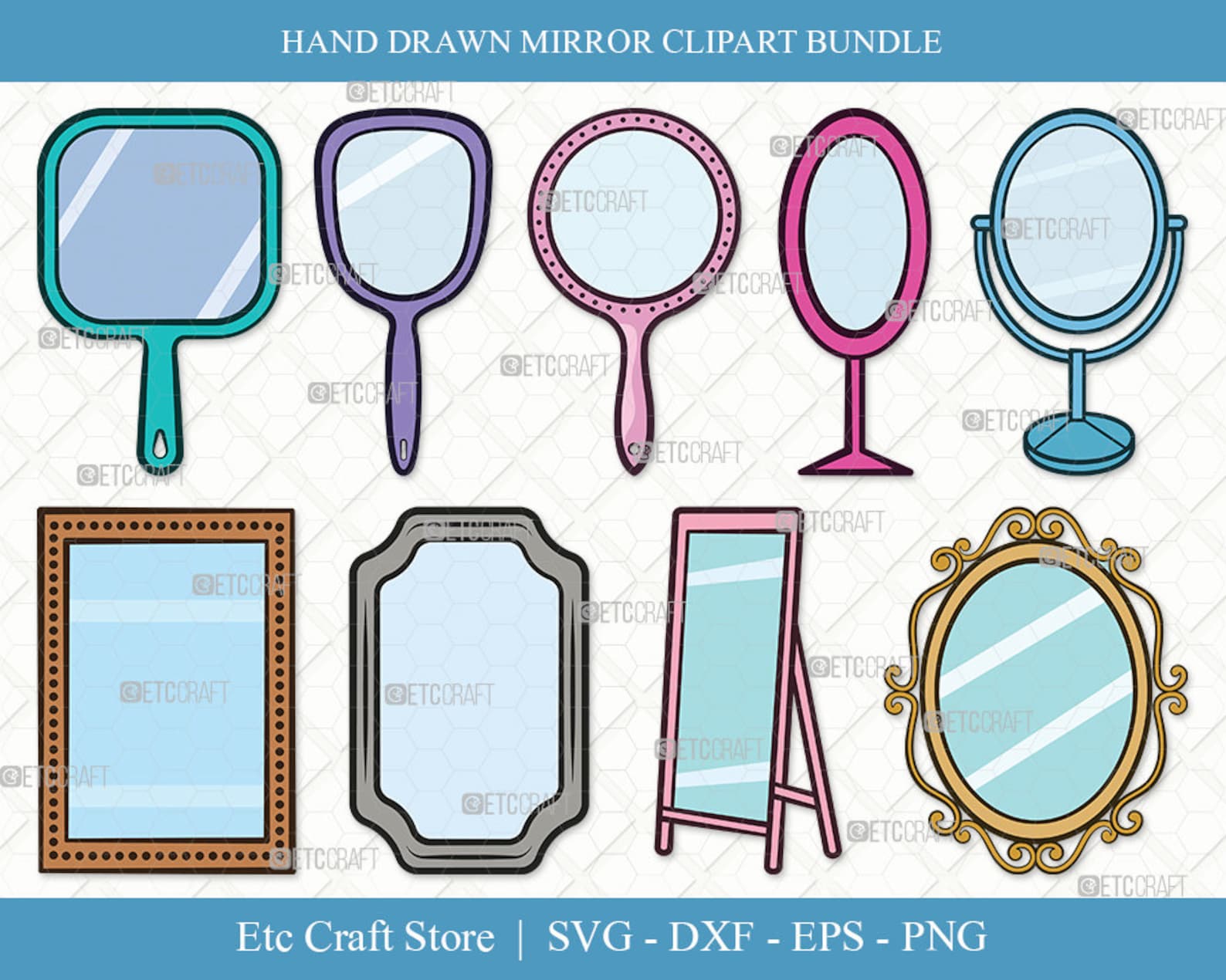 Mirror Clipart SVG | Mirror Frame Svg | Compact Mirror Svg | Hand ...