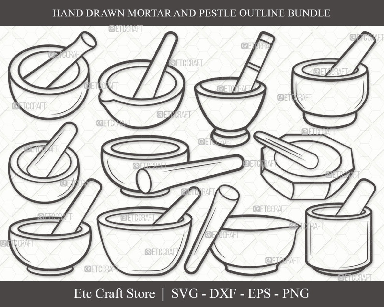 Mortar and Pestle Outline SVG Cut File Mortar Pestle Svg - Etsy