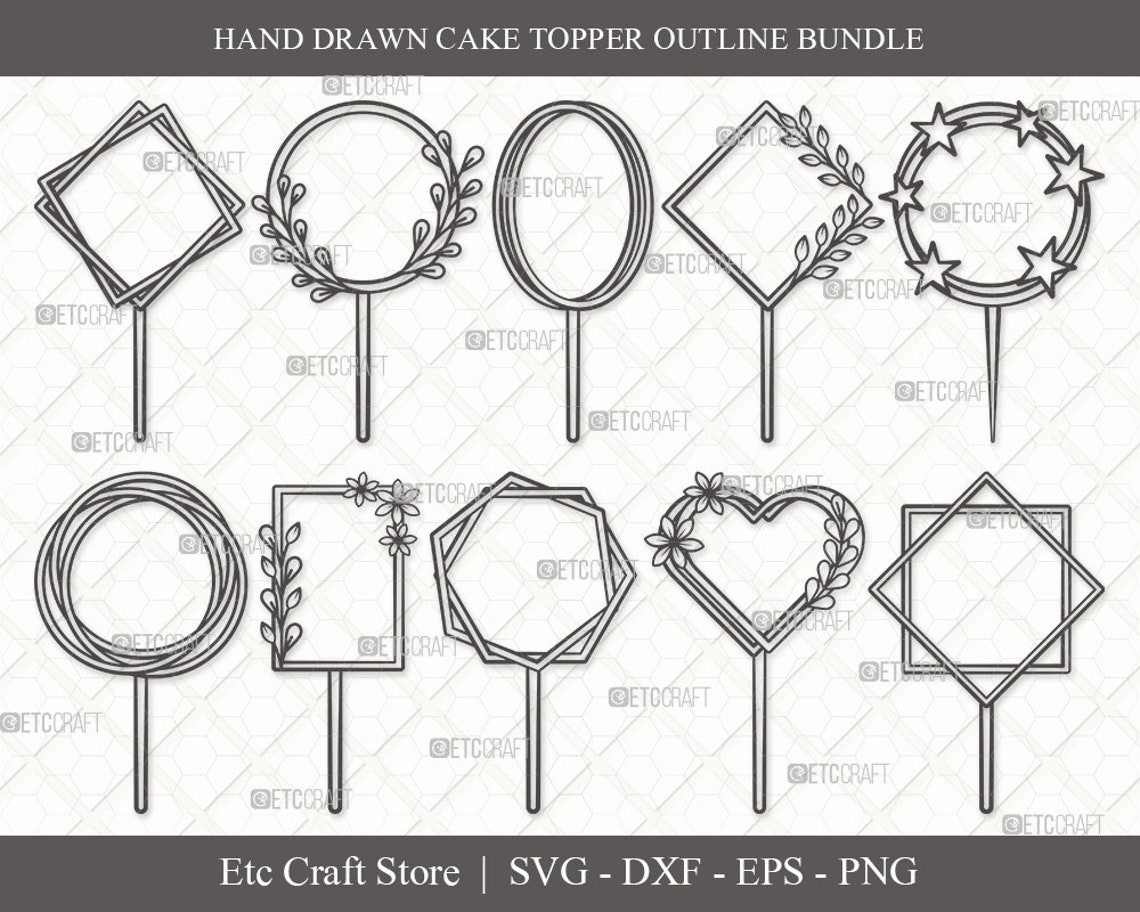 Cake Topper Outline SVG Cut File Happy Birthday Svg - Etsy