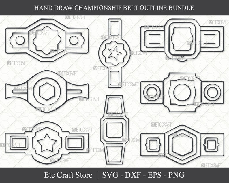 Championship Belt Outline SVG Bundle: Boxing Belt Icon (digital File ...