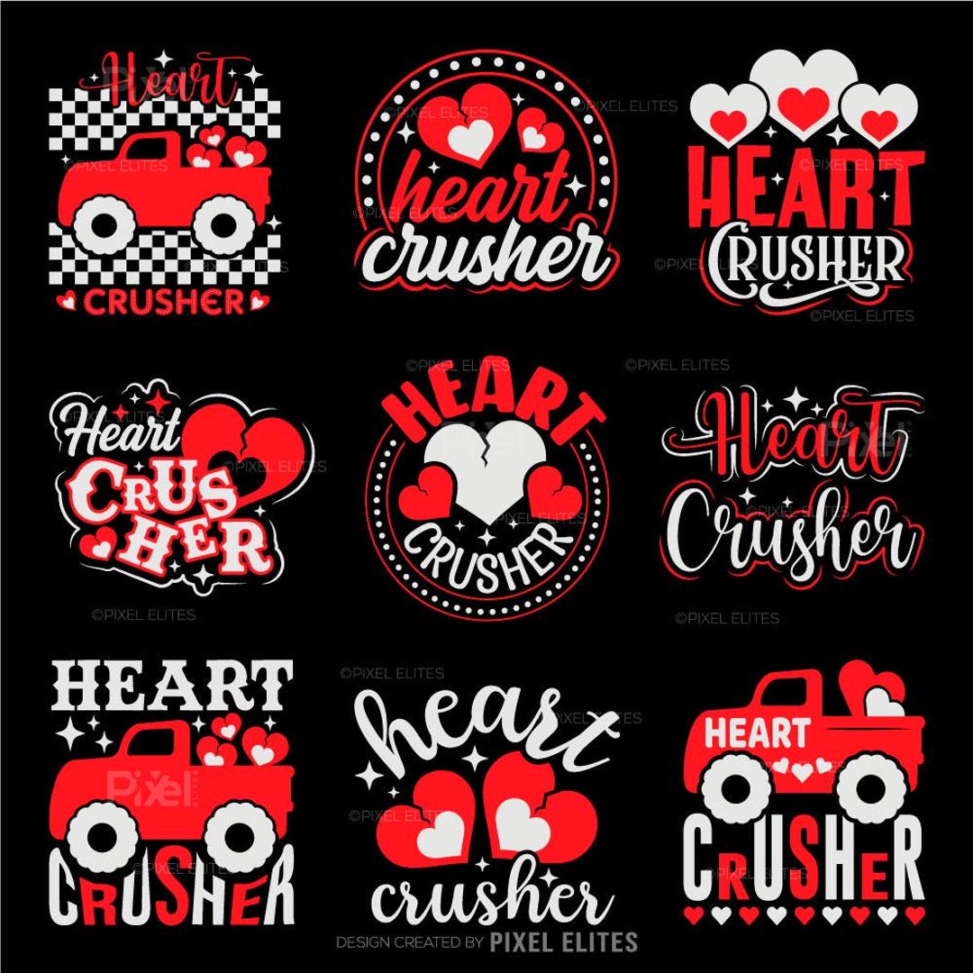 Heart Crusher SVG Bundle | Romantic Quote T-shirt Design Bundle for ...