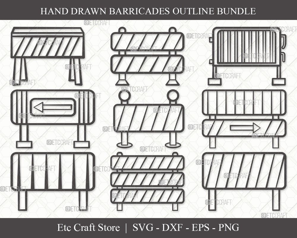 Barricades Outline SVG Cut File pedestrian barricades Svg | Etsy