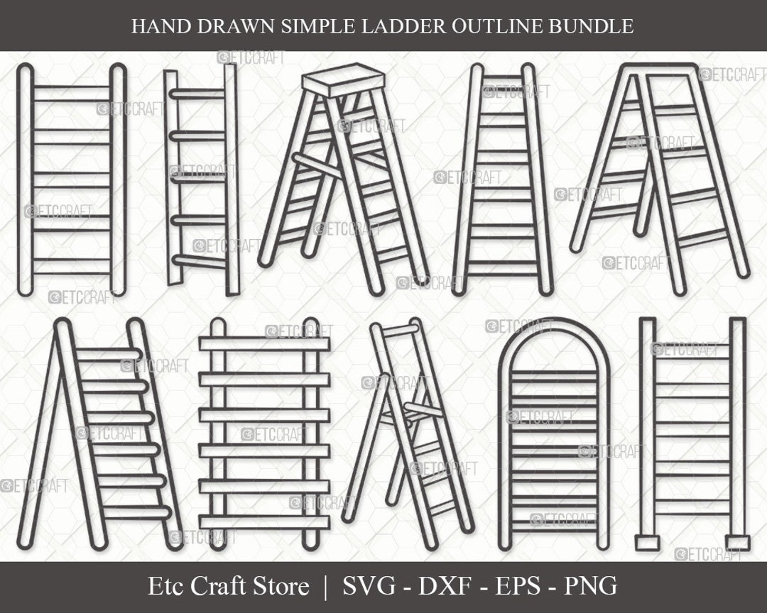 Simple Ladder Outline SVG Cut File Step Ladder Svg Ladder - Etsy
