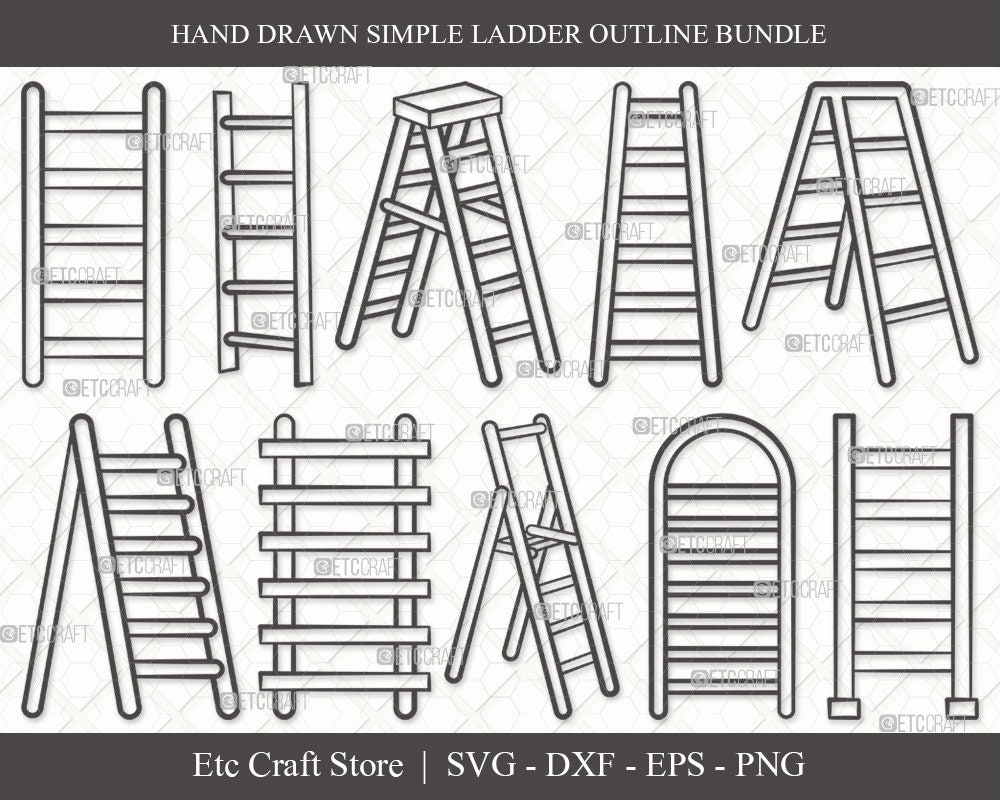 Simple Ladder Outline SVG Cut File Step Ladder Svg Ladder | Etsy UK