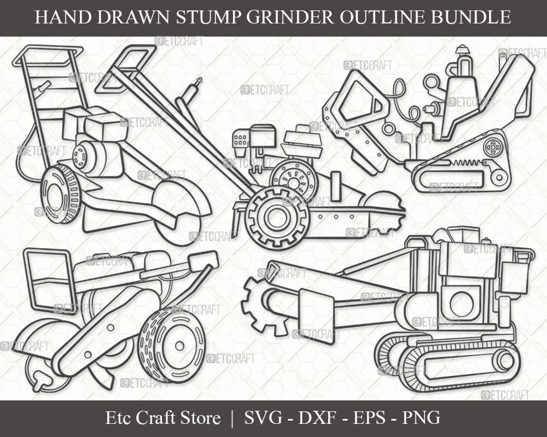 Stump Grinder SVG, Machine Outline, Stump Cutter Svg, Tree Cutter Svg ...