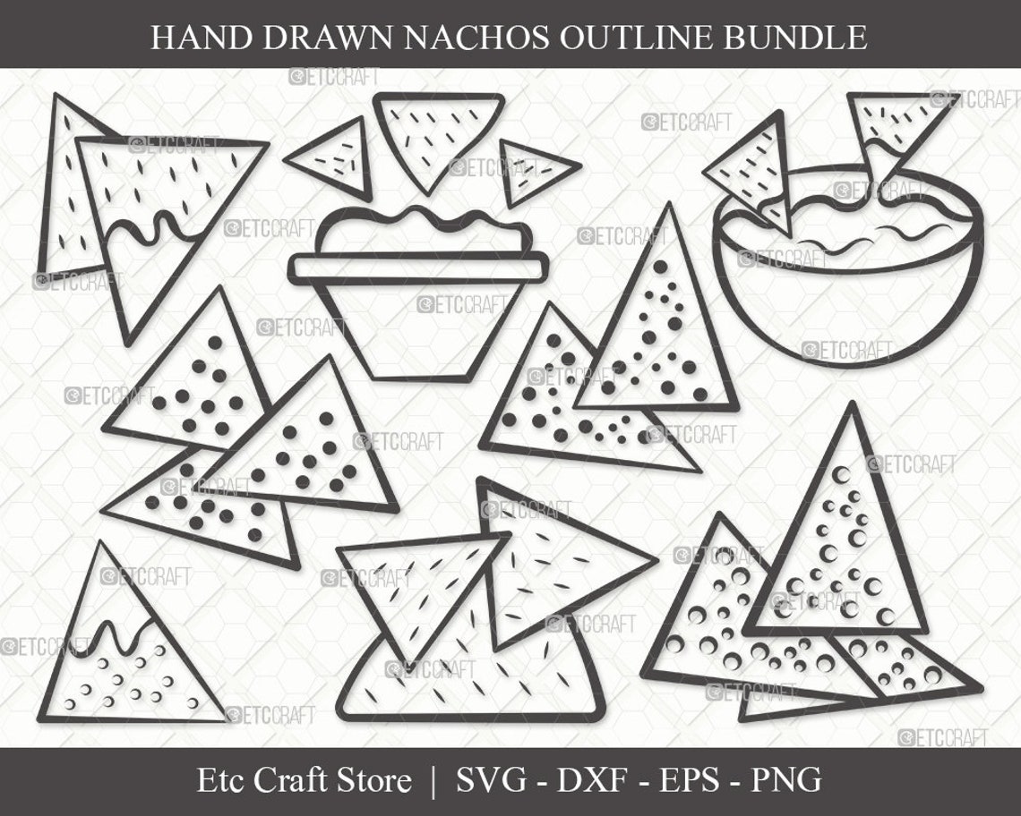 Nachos Outline SVG Cut File Nacho With Cheese Svg - Etsy