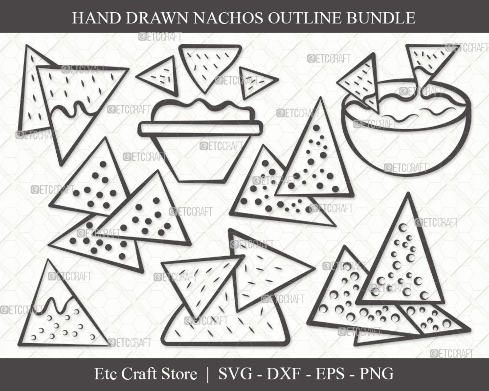 Nachos Outline SVG Cut File Nacho With Cheese Svg Guacamole Nachos Svg ...