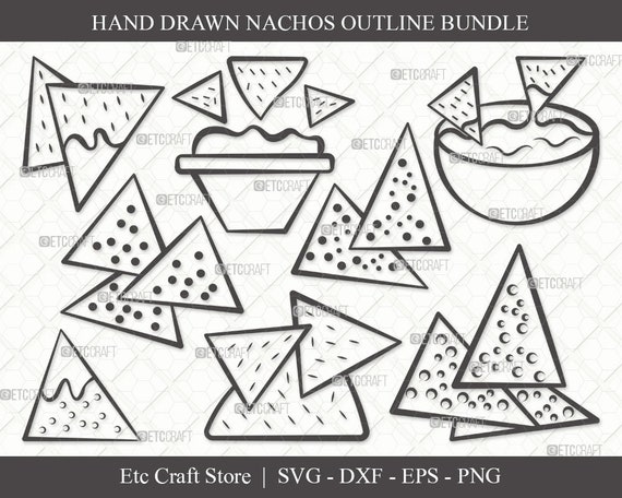 Nachos Outline SVG Cut File Nacho With Cheese Svg | Etsy