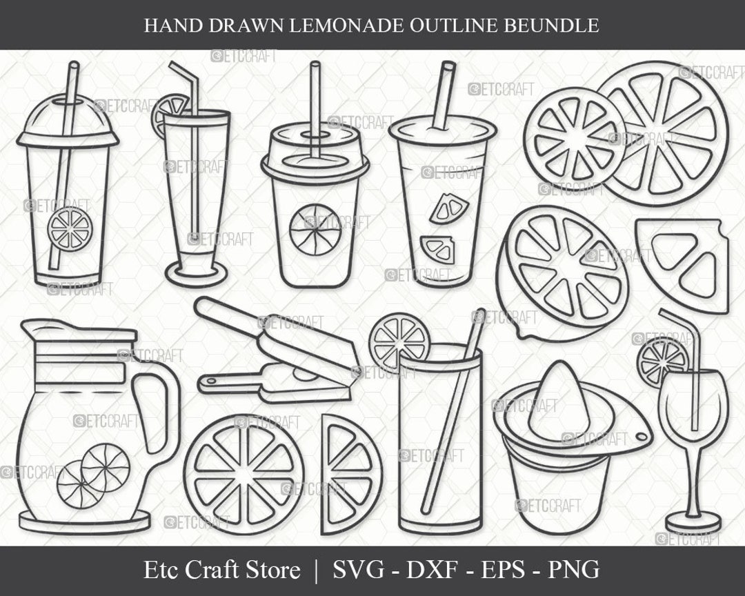 Lemonade SVG Lemonade Outline Lemon Slice Svg Lemon Juice - Etsy