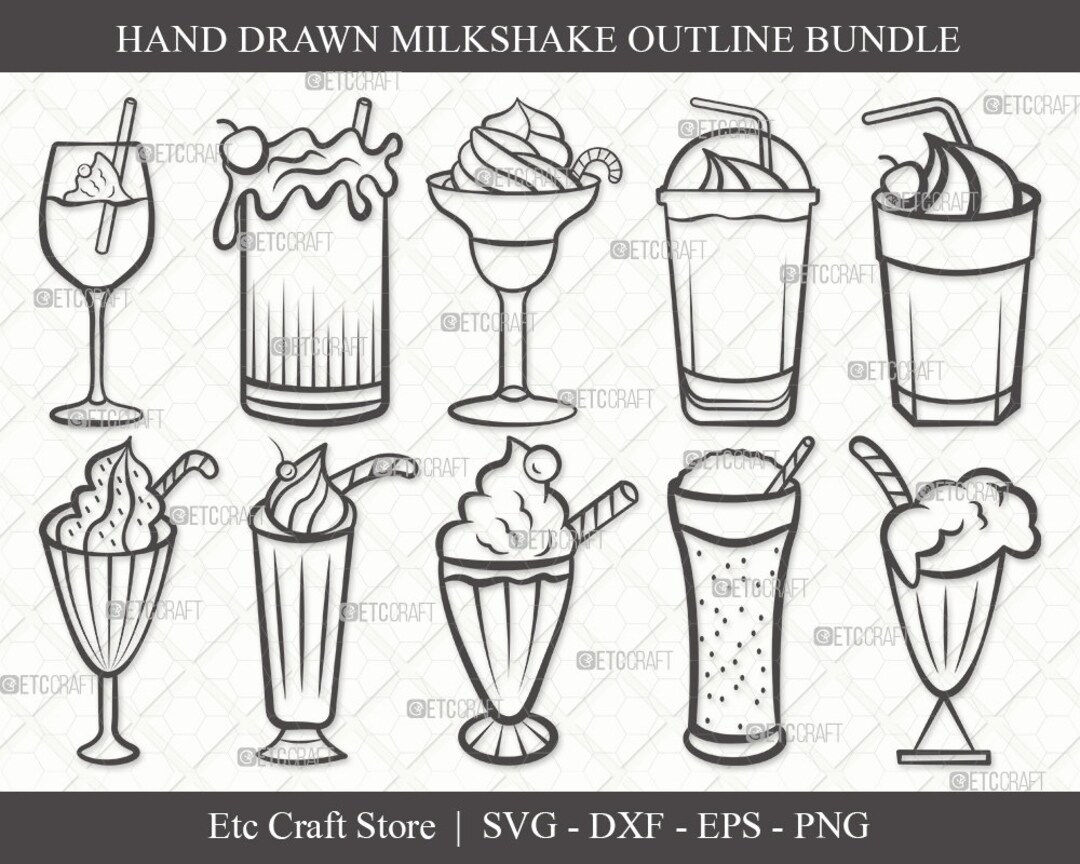 Milkshake Outline SVG Cut File | Drink Shake Svg | Root Beer Float Svg ...
