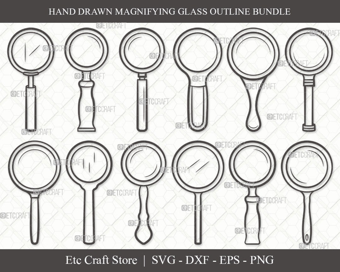 Magnifying Glass Outline SVG Cut File Bundle (digital Download) - Etsy