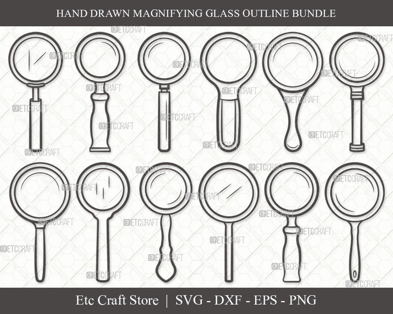 Magnifying Glass Outline SVG Cut File Magnifier Svg - Etsy