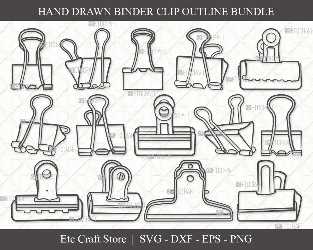 Binder Clip Outline SVG Cut File | Binder Clip SVG | School Supplies ...