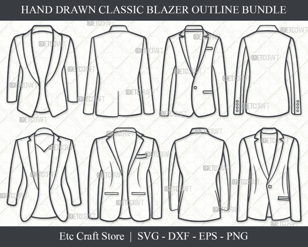 Classic Blazer Outline, Blazer Svg, Suit Svg, Business Suit Svg ...