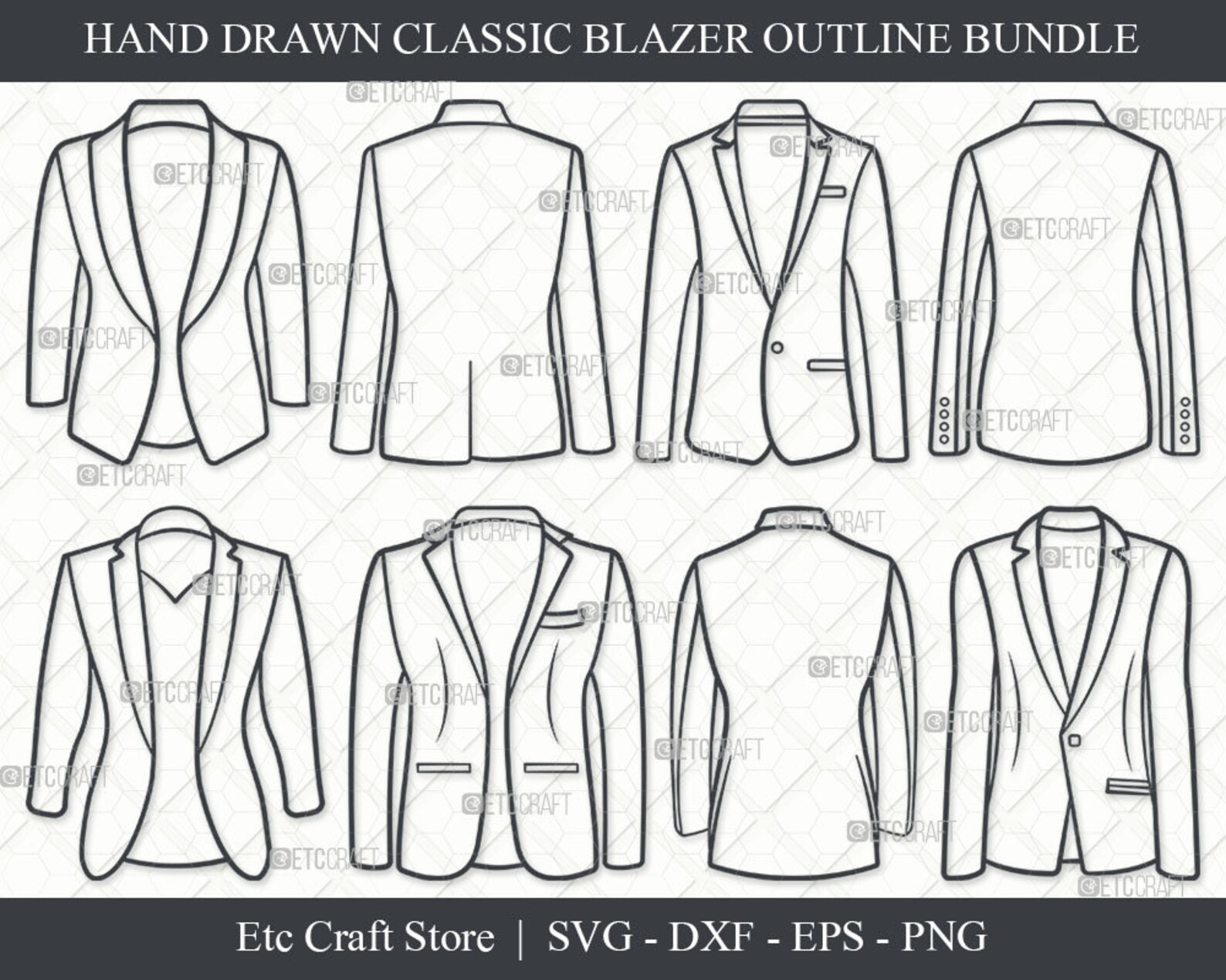 Classic Blazer Outline Blazer Svg Suit Svg Business Suit - Etsy