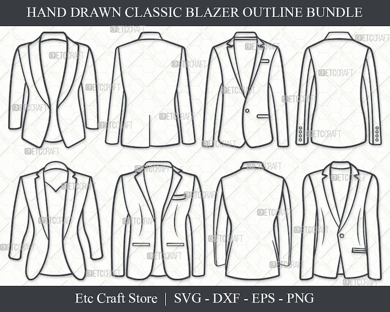 Classic Blazer Outline Blazer Svg Suit Svg Business Suit - Etsy