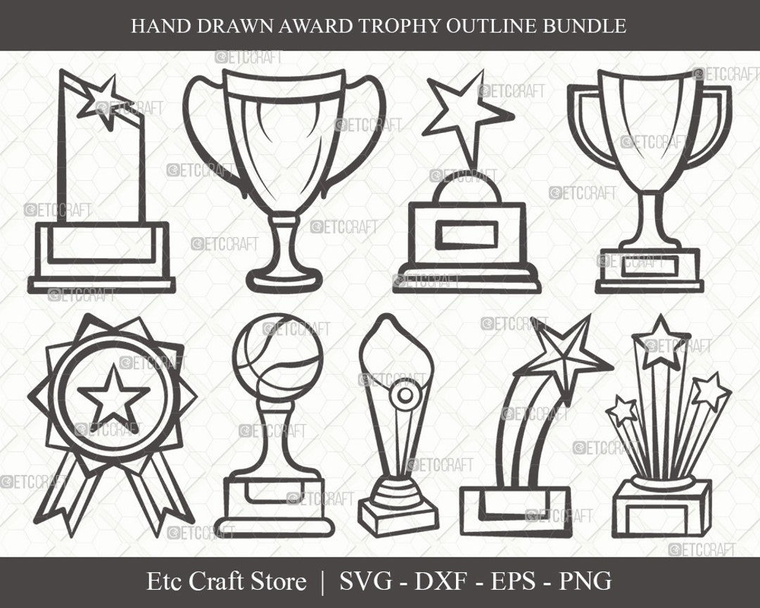 Award Trophy Outline SVG Cut File Trophy Cup Svg Award Svg Sports Svg ...