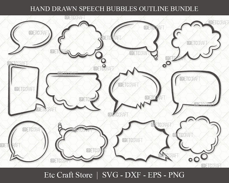 Speech Bubbles Outline SVG Cut File Speech Bubbles Svg - Etsy