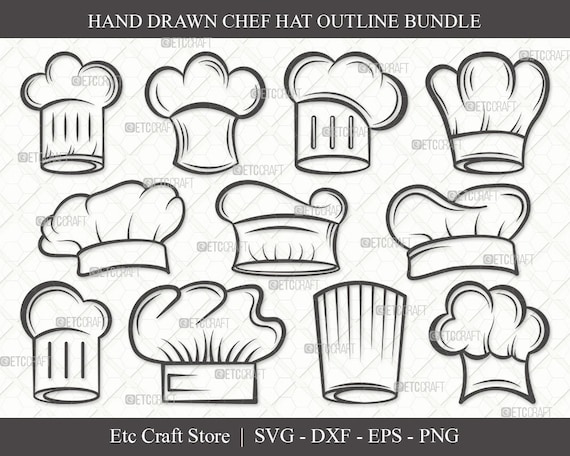 Chef Hat Outline SVG Cut File Chef Svg Cook Hat Svg Koki | Etsy UK