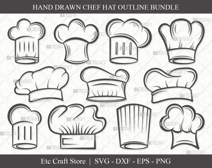 Chef Hat Outline SVG Cut File Chef Svg Cook Hat Svg Koki - Etsy