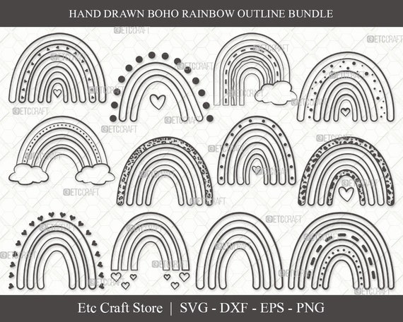 Boho Rainbow Outline SVG Rainbow Svg Pastel Rainbow Svg - Etsy Canada
