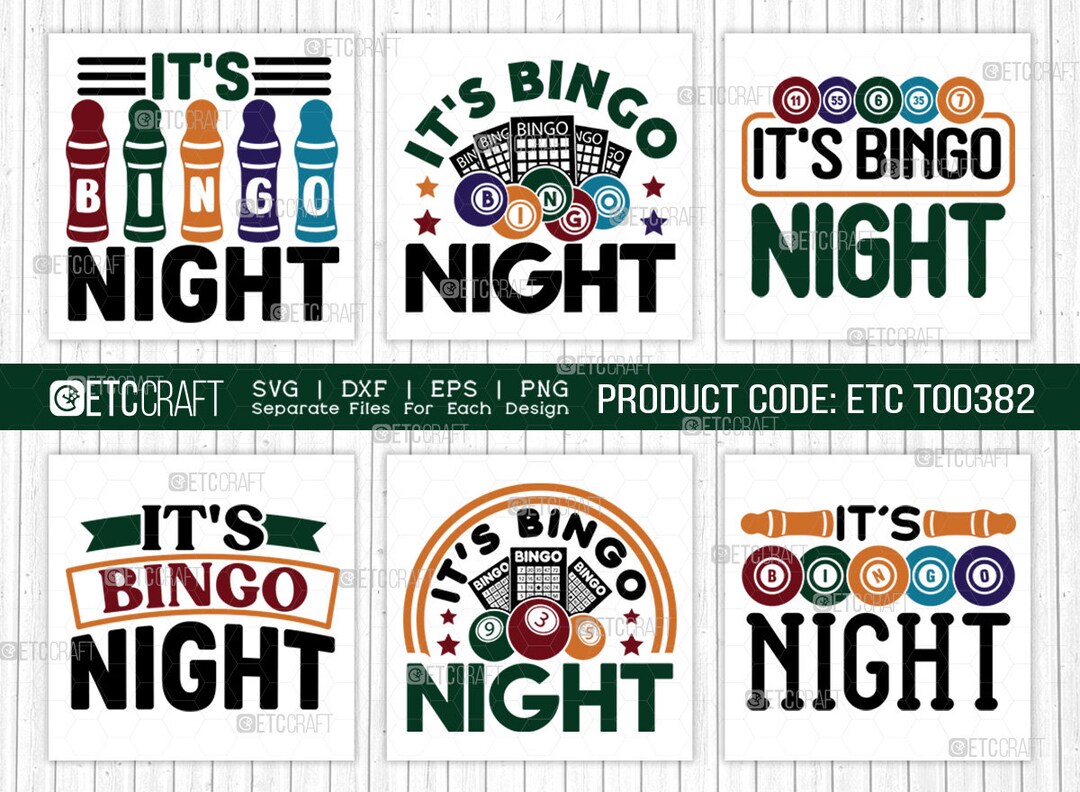 Its Bingo Night SVG T-shirt Design Bundle-crazy Bingo Quotes Design - Etsy
