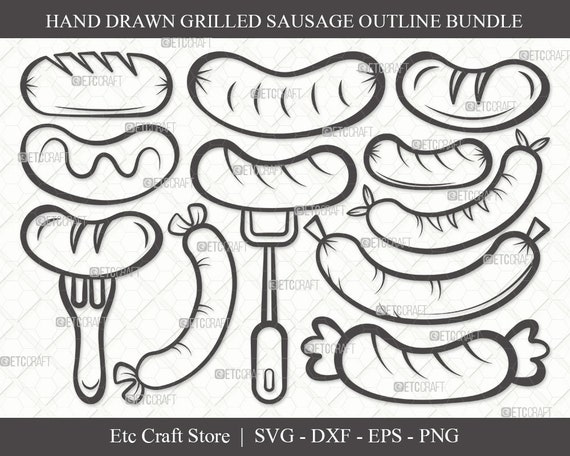 Gegrillte Wurst Umriss SVG geschnitten Datei Wurst Svg Bbq - Etsy Schweiz