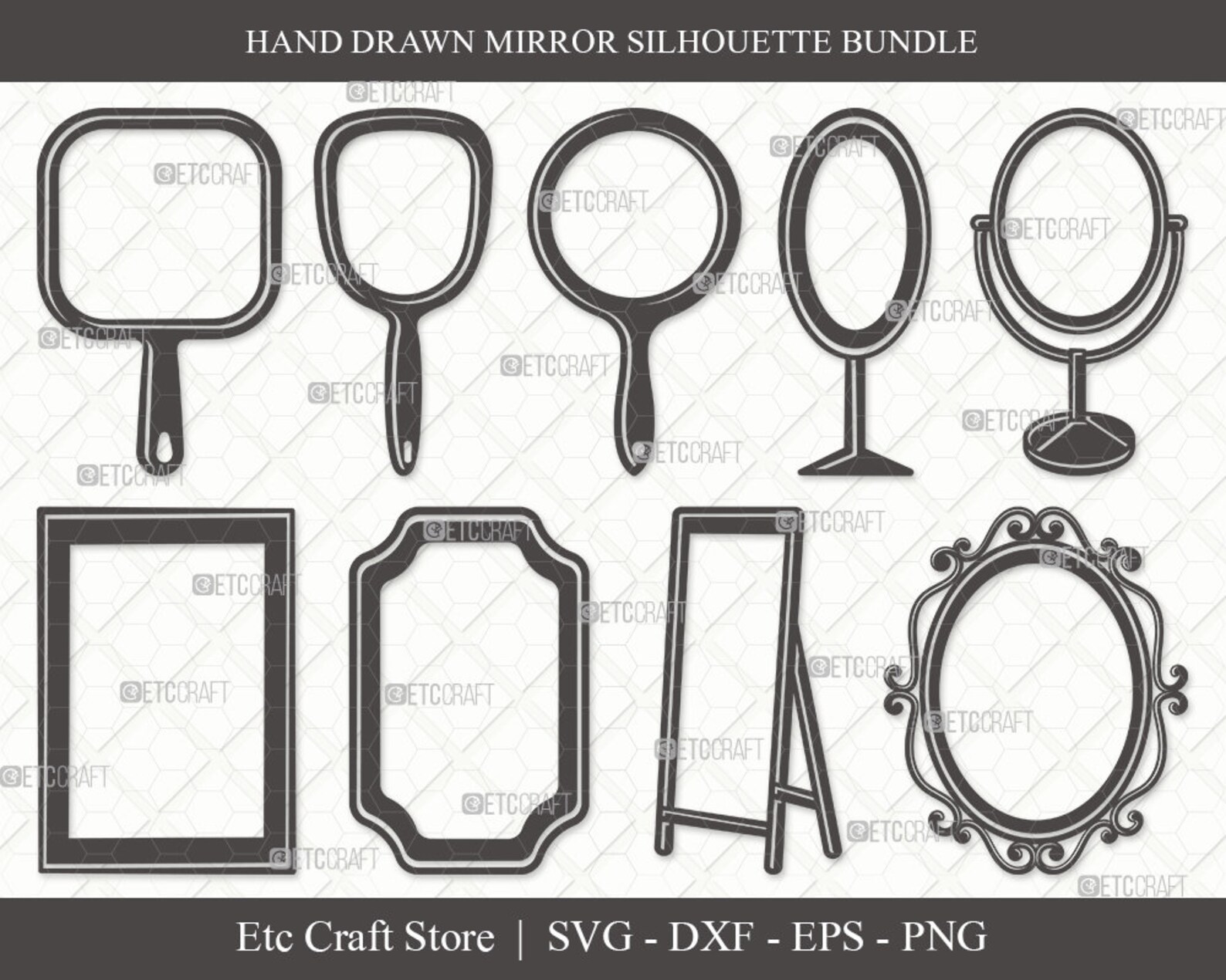 Mirror Silhouette SVG Mirror Frame Svg Compact Mirror Svg - Etsy