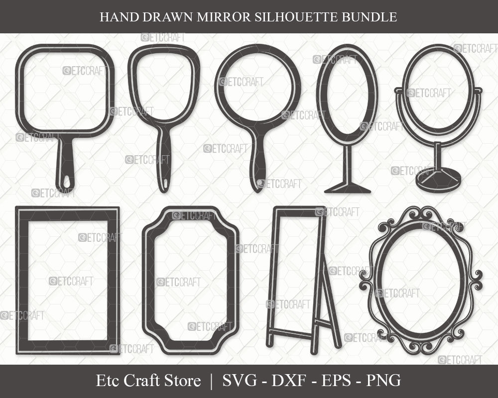 Mirror Silhouette SVG Mirror Frame Svg Compact Mirror Svg | Etsy