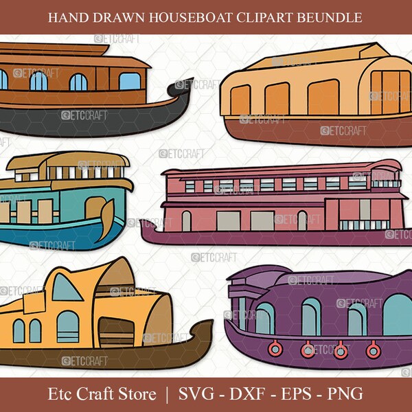 Houseboat Silhouette Svg - Etsy