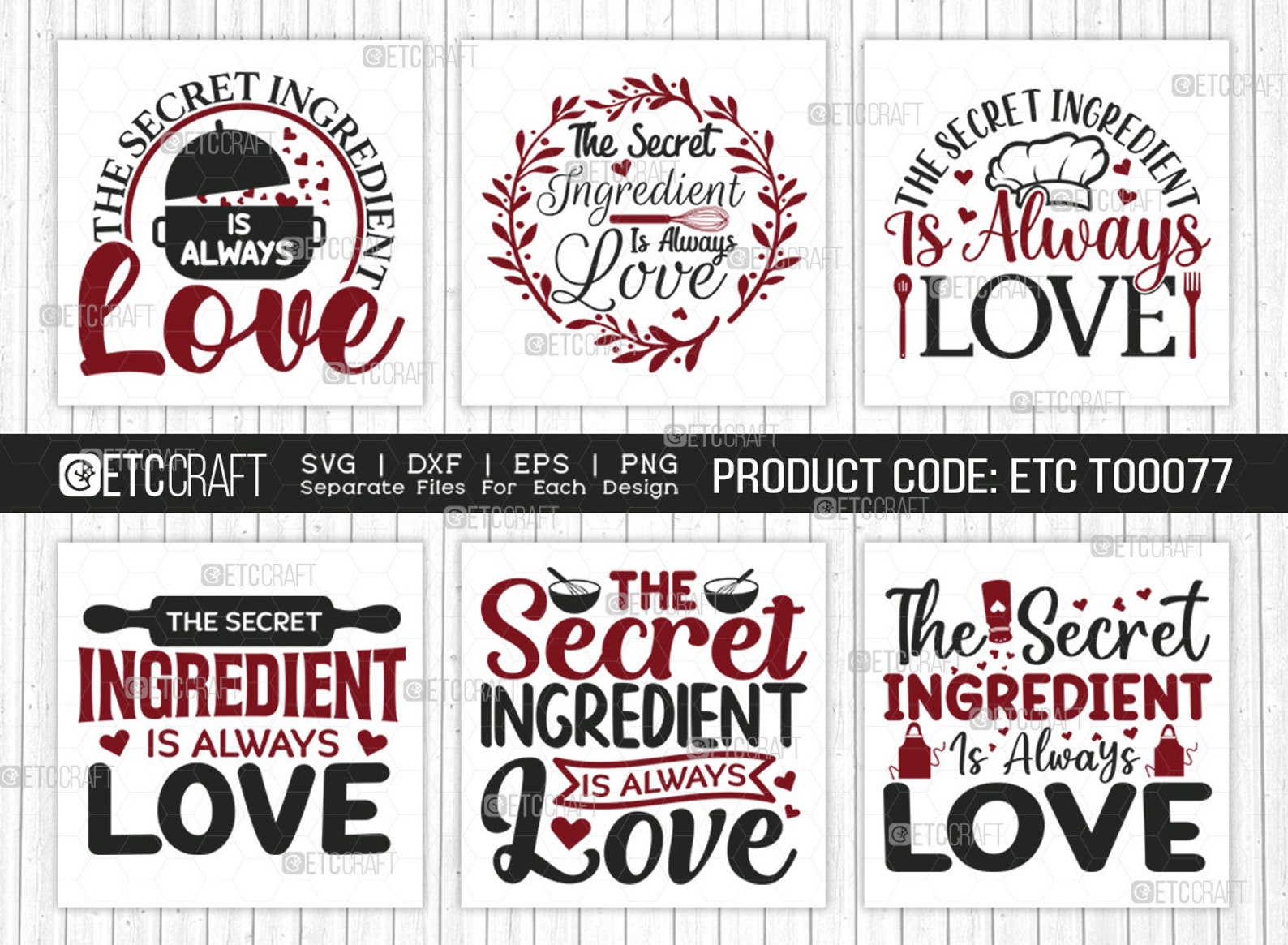 The Secret Ingredient is Always Love SVG Bundle Secret - Etsy