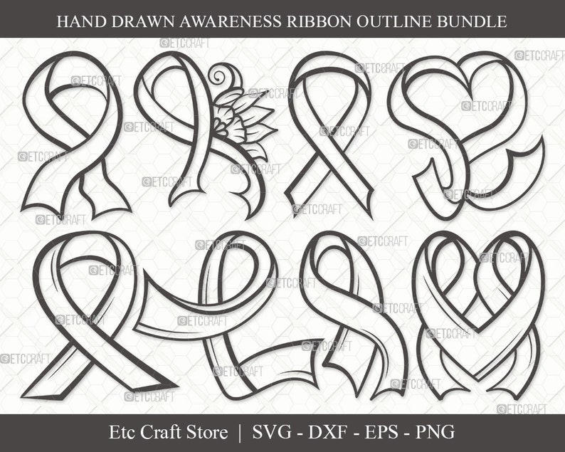 Awareness Ribbon Outline SVG Cut Files Awareness Ribbon Svg - Etsy Canada