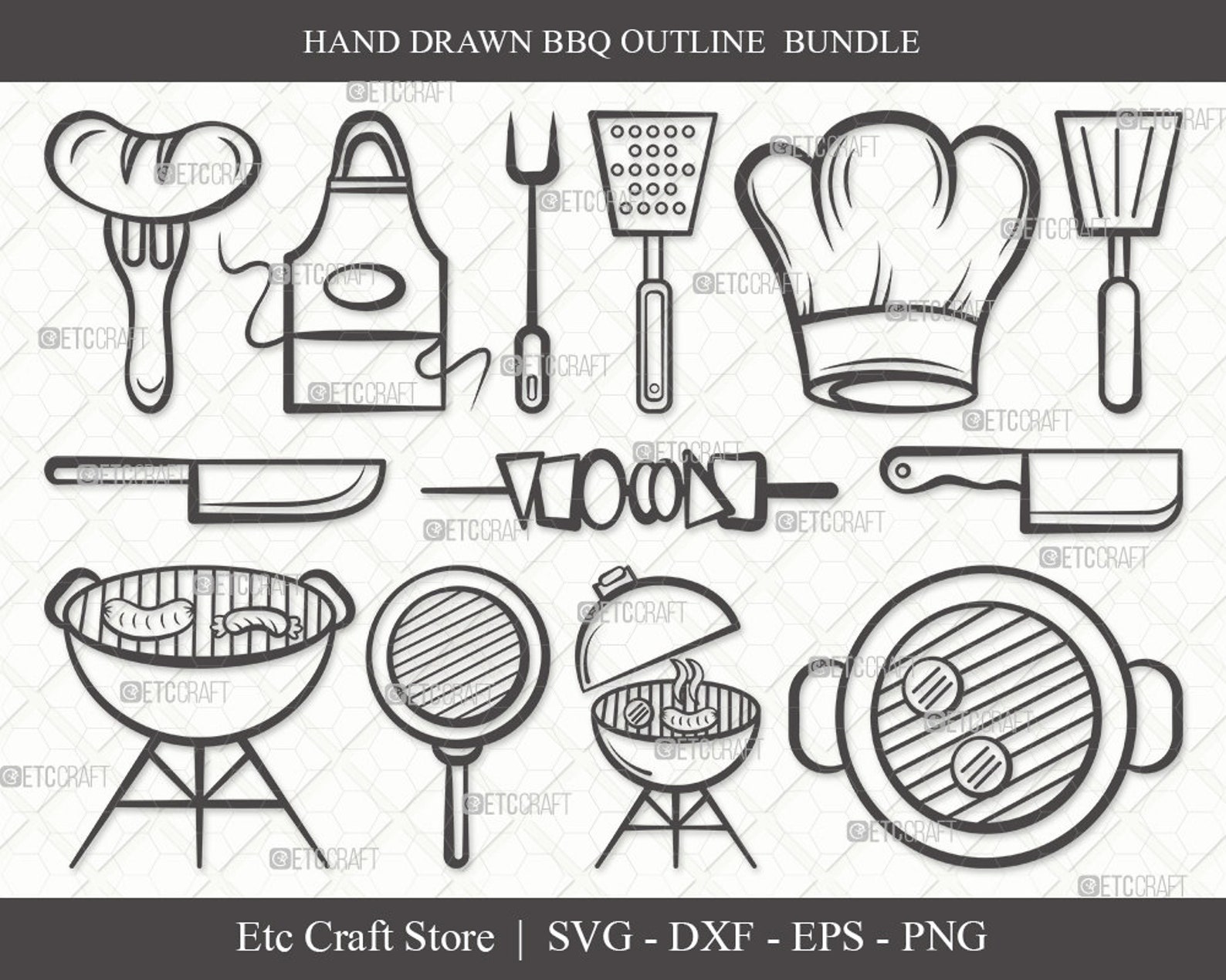 BBQ Outline SVG Cut File Grilling Svg Grill Svg Barbecue - Etsy