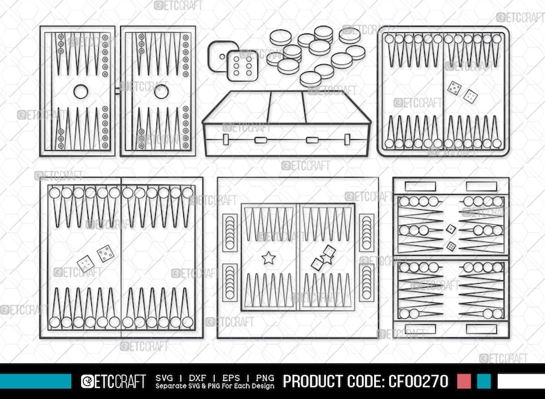 Backgammon Outline SVG Cut File, Board Game SVG Bundle, Backgammon ...