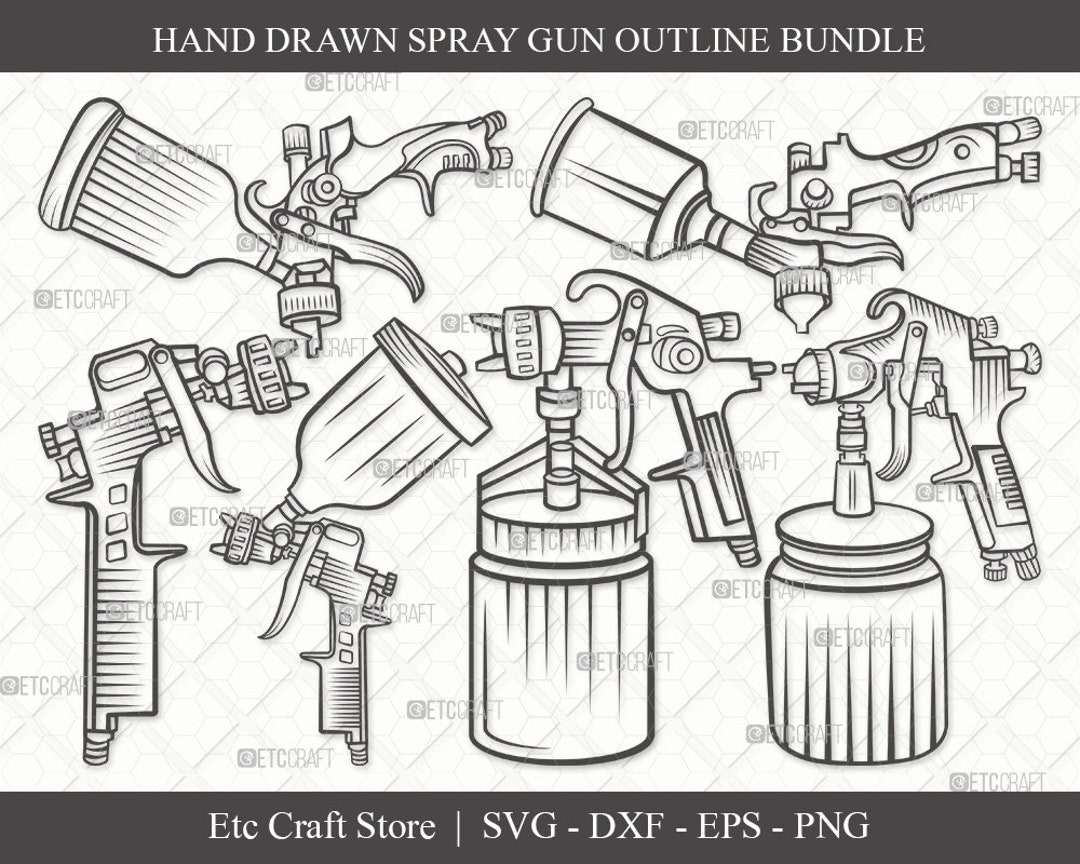 Spray Gun Outline SVG Cut File, Paint Spray Gun, Painting, Paint ...
