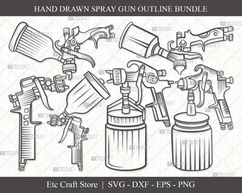 Spray Gun Outline SVG Cut File | Paint Spray Gun Svg | Painting Svg ...