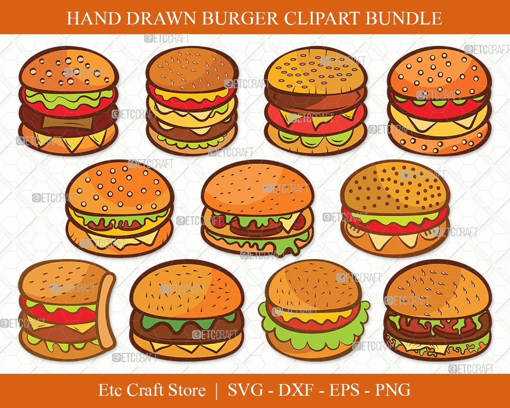 Burger Clipart SVG Cut File Hamburger Svg Fast Food Svg | Etsy